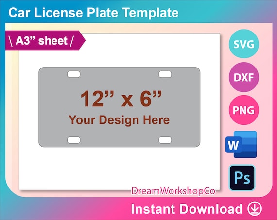 Car License Plate Sublimation Template SVG DXF Ms Word - Etsy