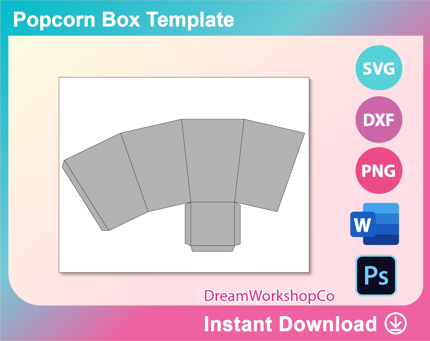 Paper & Party Supplies Paper SVG Snack Box Template Psd Printable Ms ...