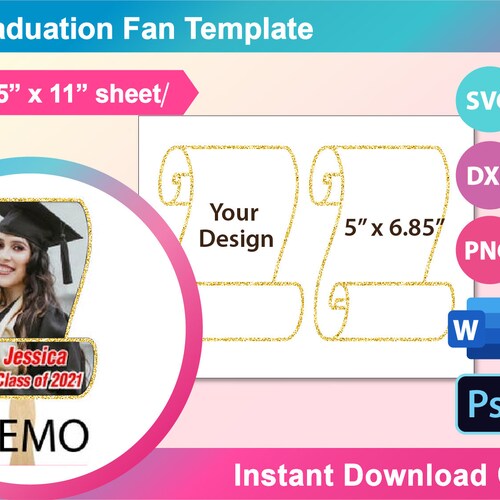 Graduation Paddle Fan Template PSD SVG DXF Ms Word Docx - Etsy