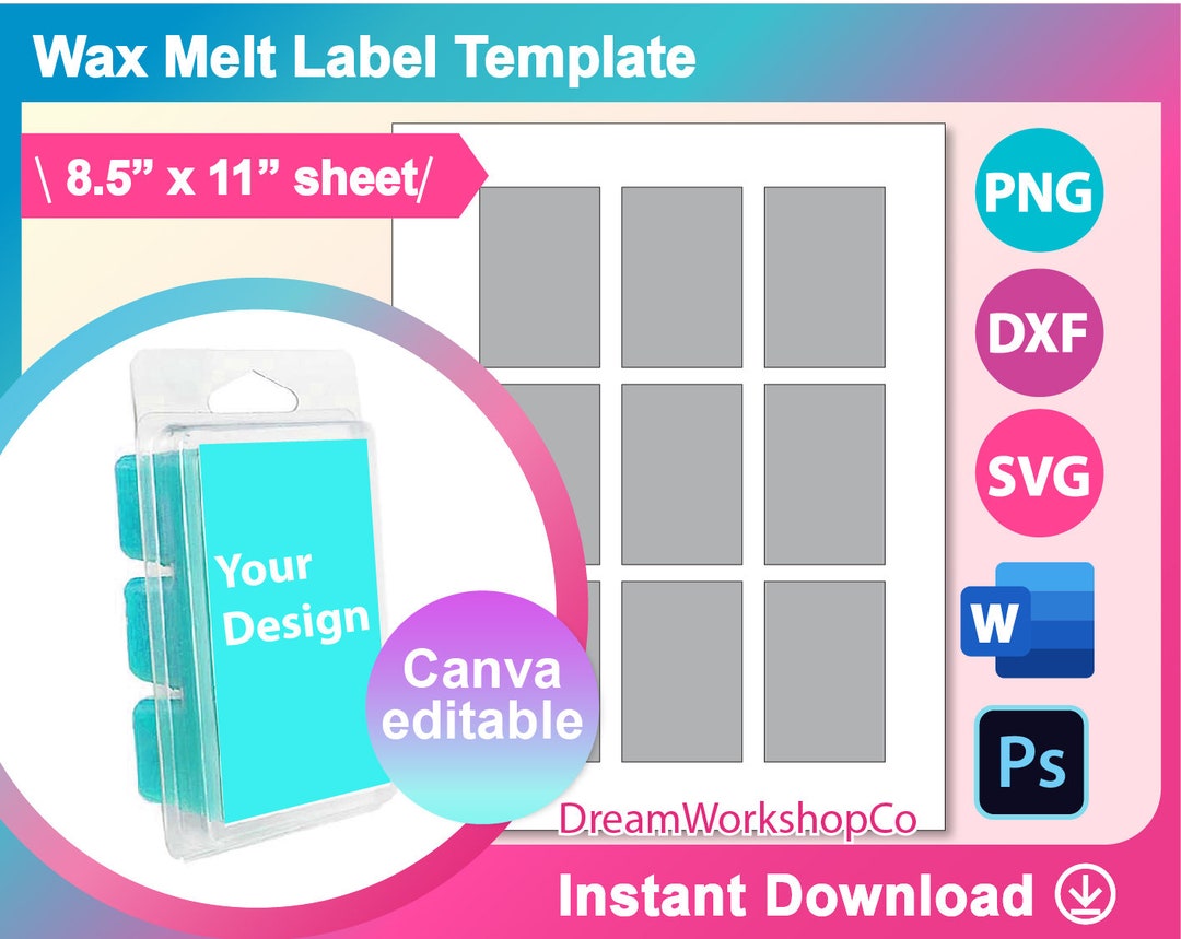 Wax Melt Template Soap Label SVG Canva DXF Ms Word DOCX - Etsy