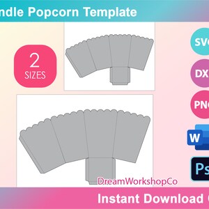 Popcorn Box Template Popcorn Box Template SVG DXF Ms Word | Etsy
