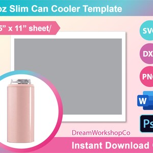 12oz Slim Can Cooler Template Sublimation Template - Etsy