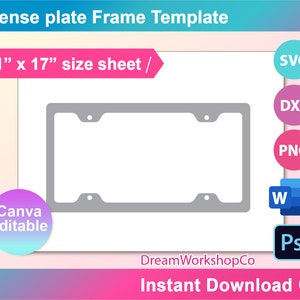 Car License Plate Frame Template, Sublimation, License Plate Template ...