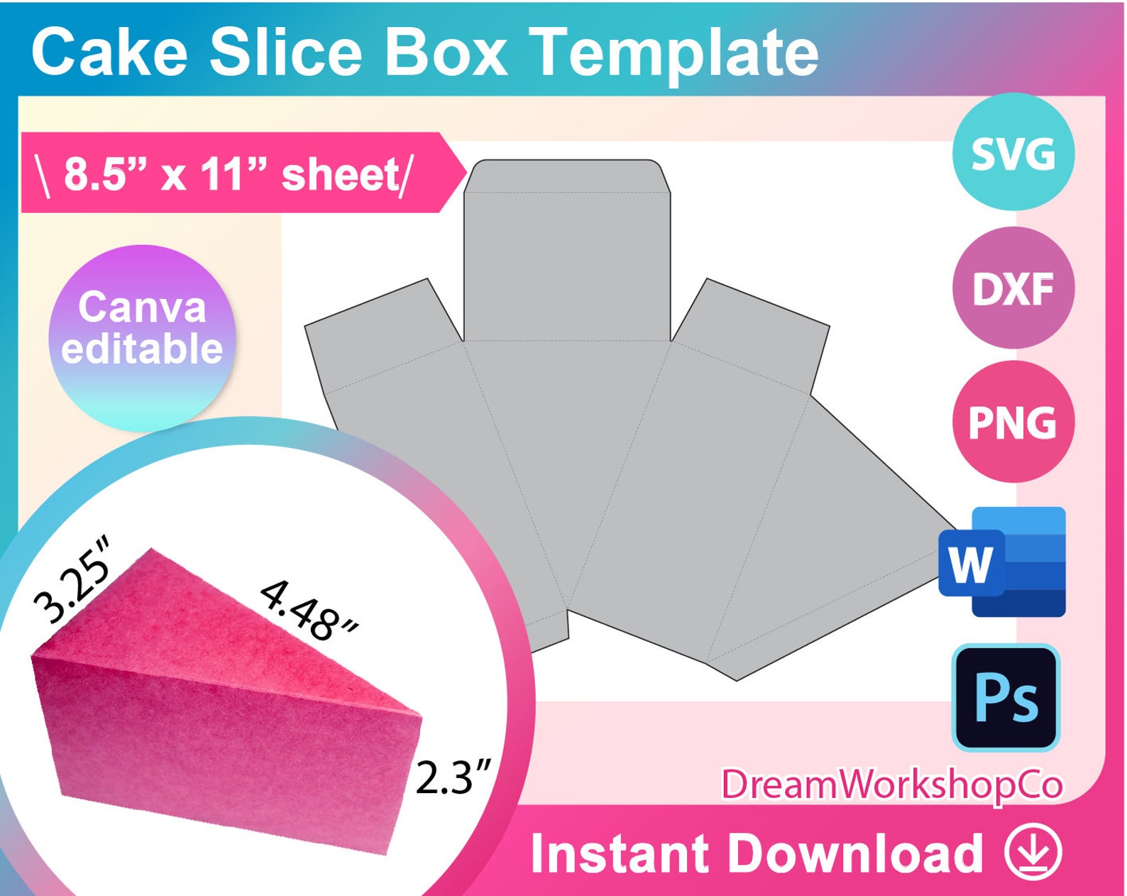 Cake Slice Box Template Cake Slice Box SVG Cake Box Svg - Etsy