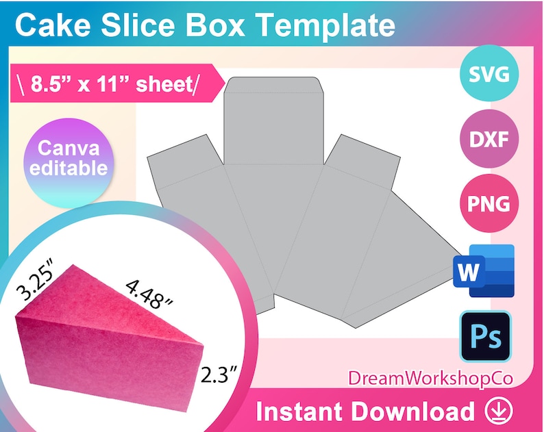 Cake Slice Box Template Cake Slice Box SVG Cake Box Svg - Etsy