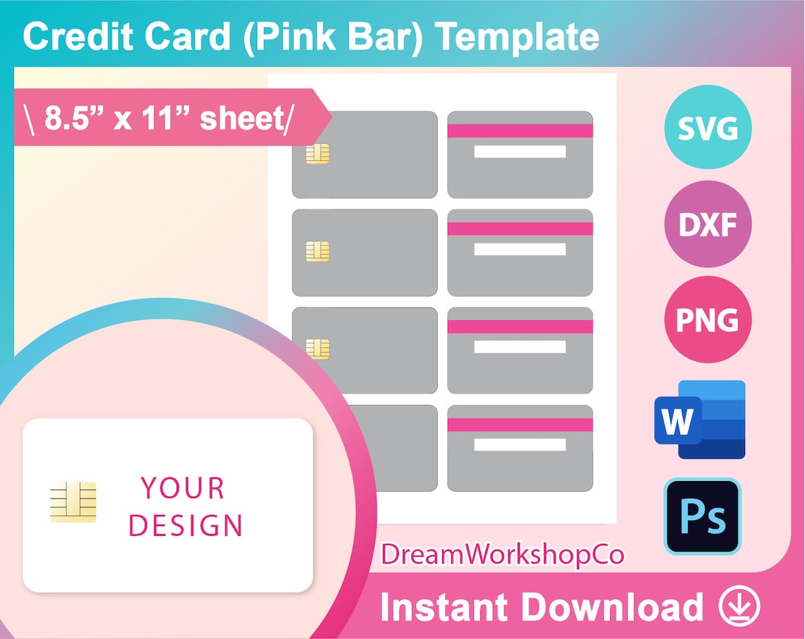 Credit Card Template Credit Card SVG DXF Ms Word Docx Png - Etsy