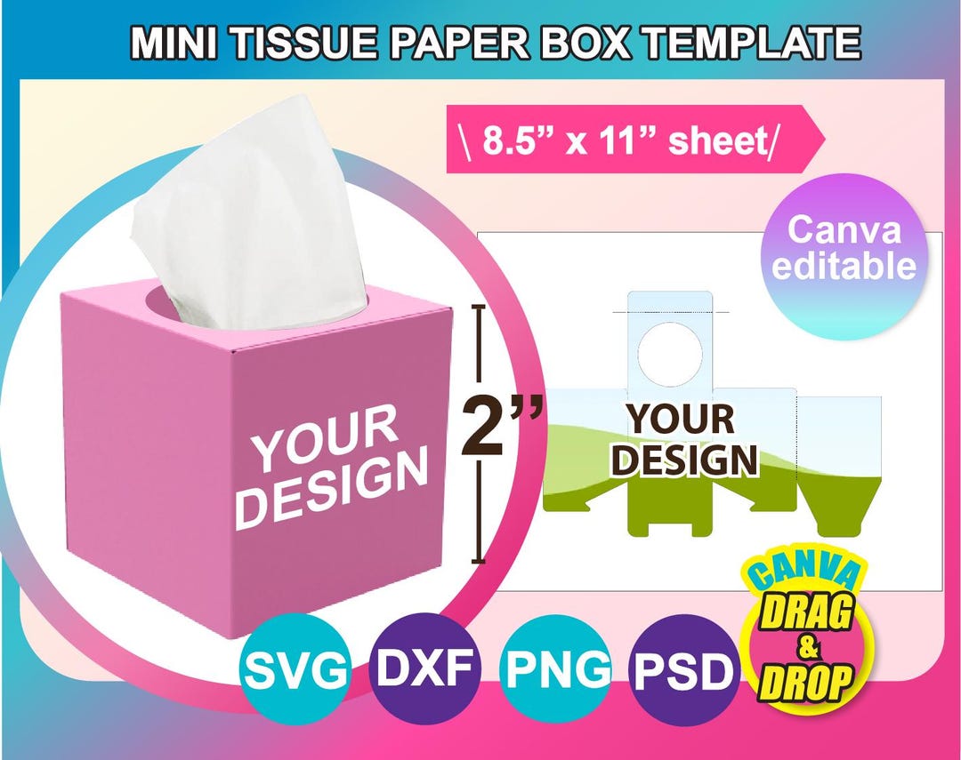 Mini Tissue Box Template, Tissue Box Svg, Wedding, Gift Box Template ...
