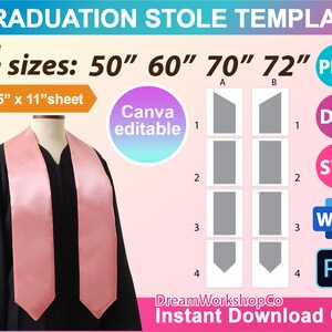 4 SIZES!! Stole Template, Graduation Stole Template, Stole Template SVG ...