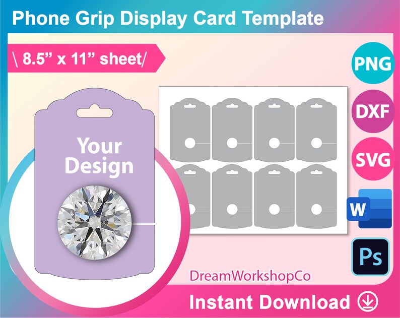 Phone Grip Display Card Phone Grip Card Template SVG DXF - Etsy