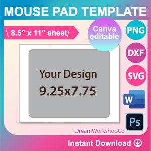 Rectangle Mouse Pad Template, Mouse Pad Sublimation Template, SVG, DXF ...