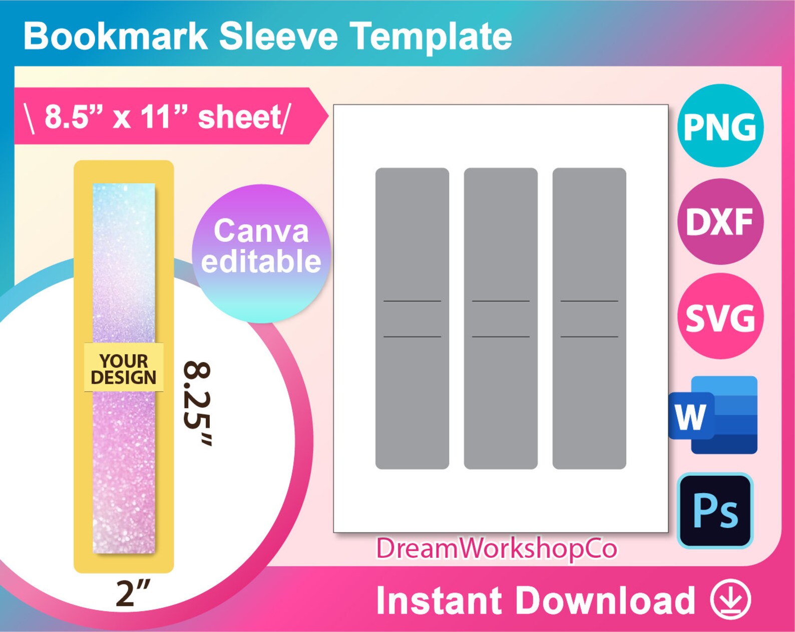 Bookmark Sleeve Template Resin Bookmark Display Template SVG - Etsy