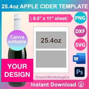 25.04oz Apple Cider Bottle Label Template, 8.5x11 (digital Download) - Etsy
