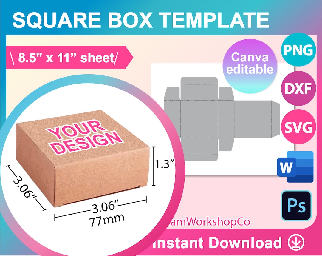 Square Box Template, Soap Box Template, Soap Packaging Template, Ms ...