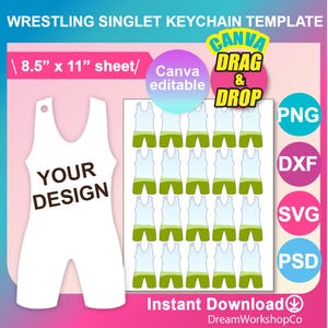 Wrestling Singlet Keychain Sublimation Template, Sublimation Template ...