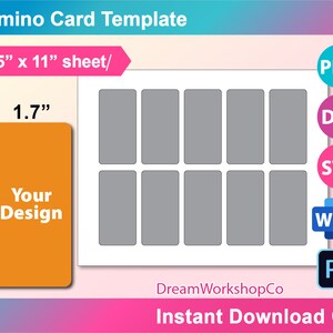 1.7 X 3.5 Domino Card Template, SVG, DXF, Ms Word Docx, Png, Psd, 8 ...