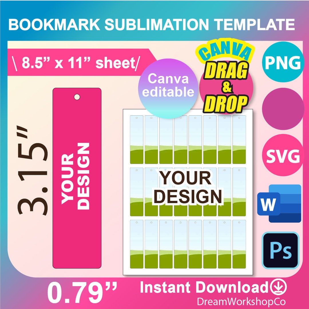 Bookmark Template Sublimation, Bookmark Template SVG, DXF, Ms Word Docx ...