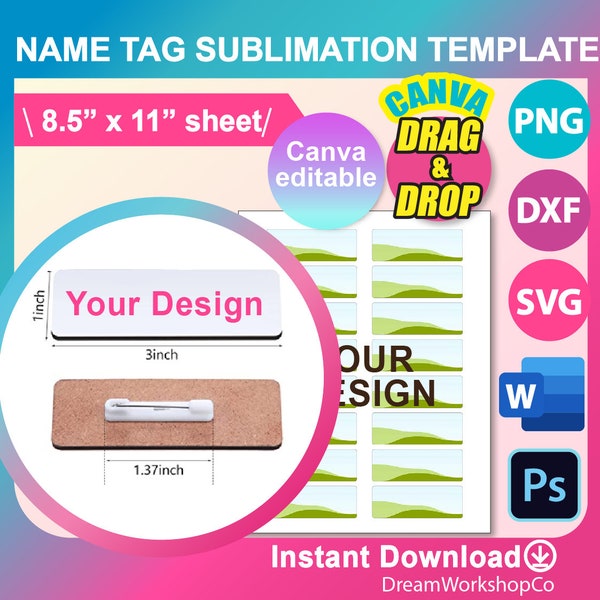 Sublimation Name Badge - Etsy
