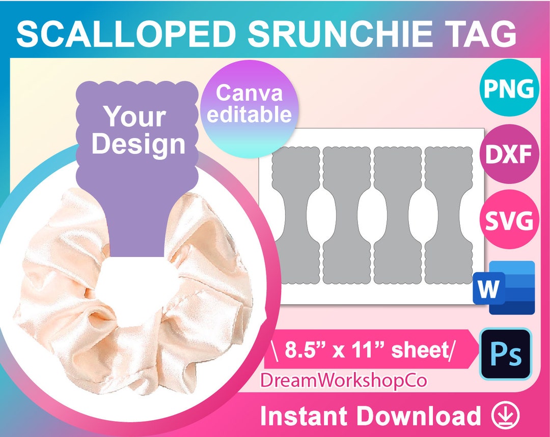 Scrunchie Tag Template Canva, SVG, DXF, Ms Word Docx, Png, Psd ...
