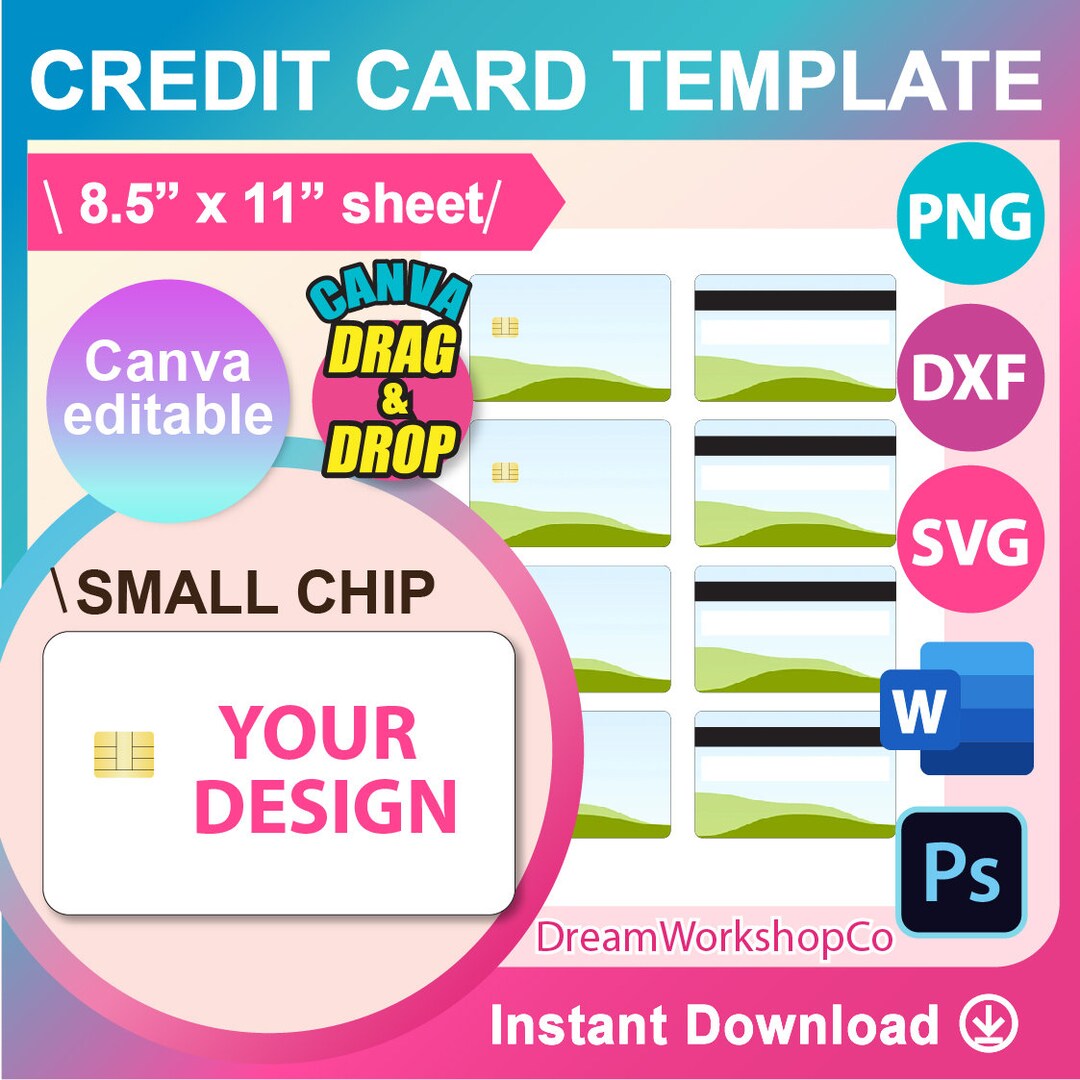 Credit Card Template: Canva, SVG, PNG, PSD (instant Download) - Etsy