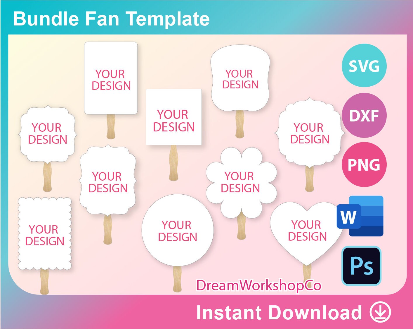 Bundle Paddle Fan Template Wedding Fan Church Fan Graduate | Etsy