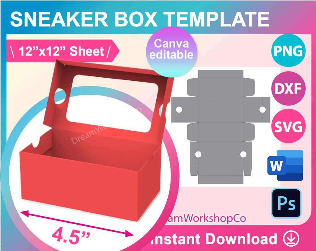 Shoes Box Template, Mini Sneaker Box Template, Valentine's Gift Box S ...