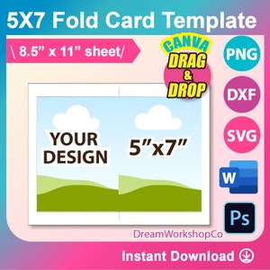 5"x7" Invitation Card Template, Postcard, SVG, DXF, Ms Word Docx, Png ...