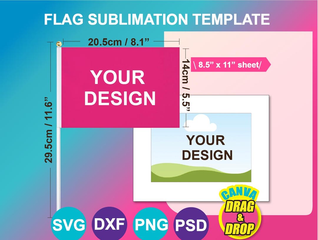 Flag Sublimation Template, Canva, Ms Word, PSD, PNG, SVG, Dxf ...