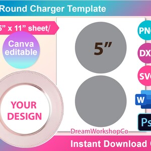 5inch Plate Charger Template 4, SVG, Canva, DXF, Ms Word Docx, Png, Psd ...