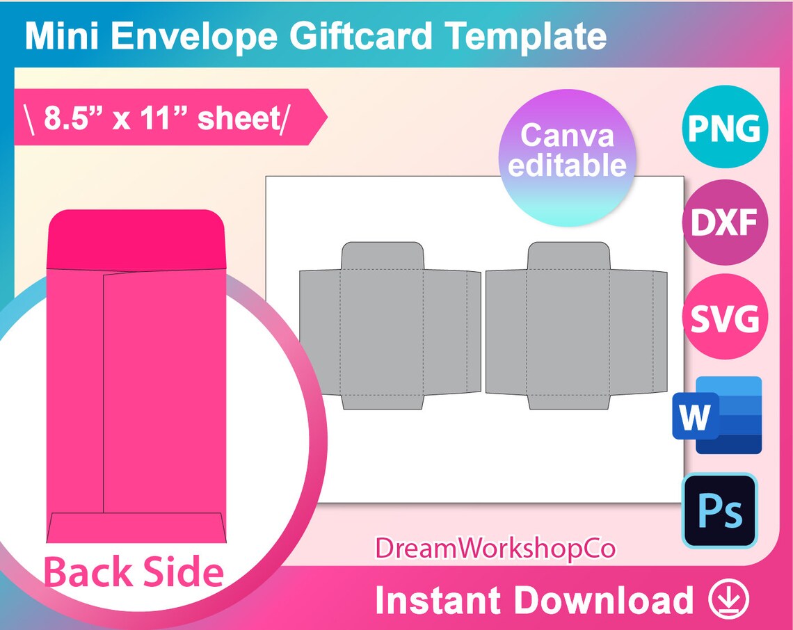 Gift Card Envelope Template Gift Card Envelope Svg Canva Ms - Etsy