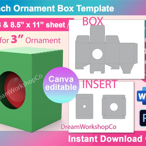 3 Round Ornament Box Template Ornament Gift Box - Etsy