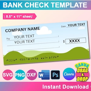 Bank Cheque Template, Bank Check Template, Ms Word, PSD, PNG, SVG, Dxf ...