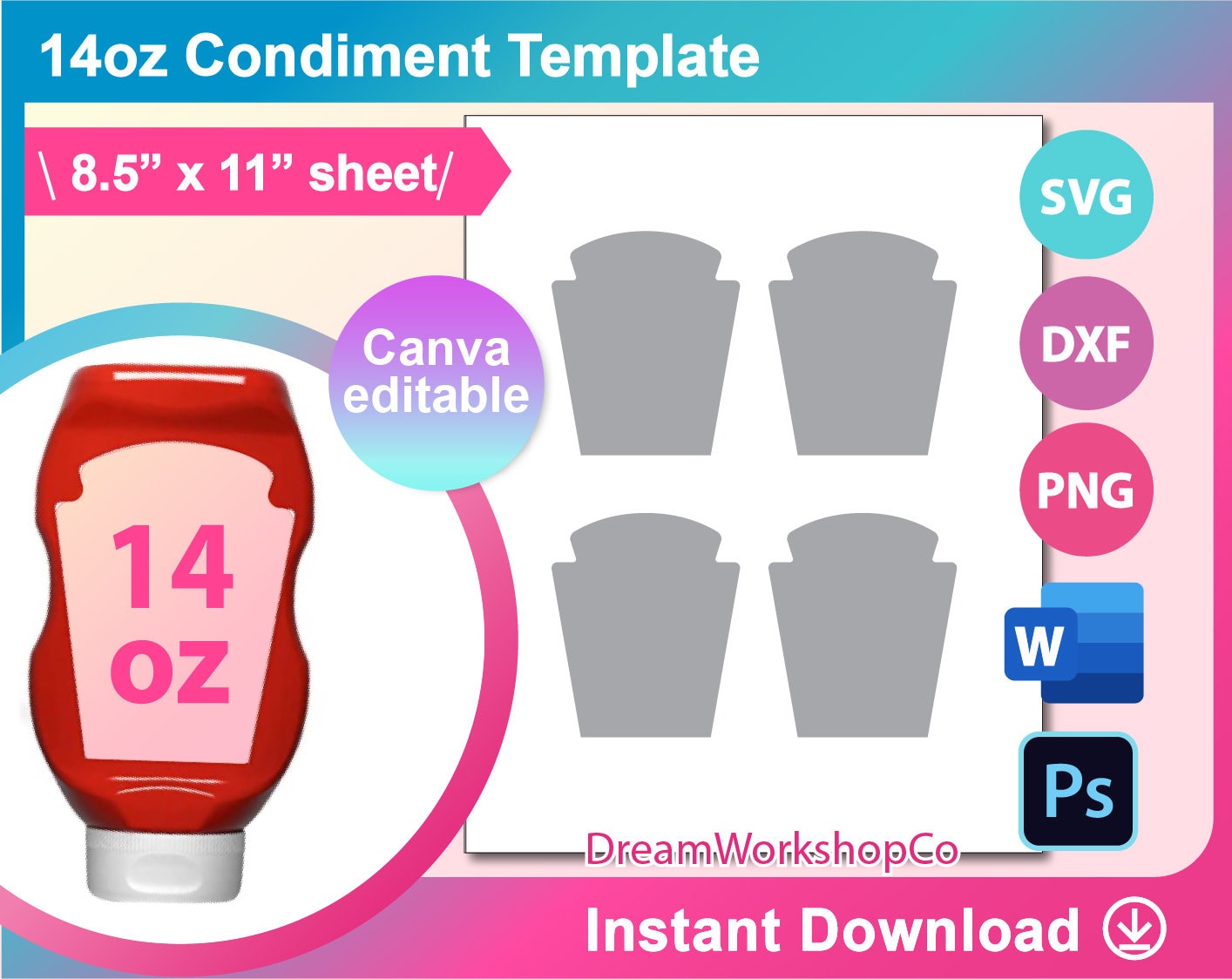 Condiment Label Template Canva SVG DXF Ms Word Docx Png - Etsy UK
