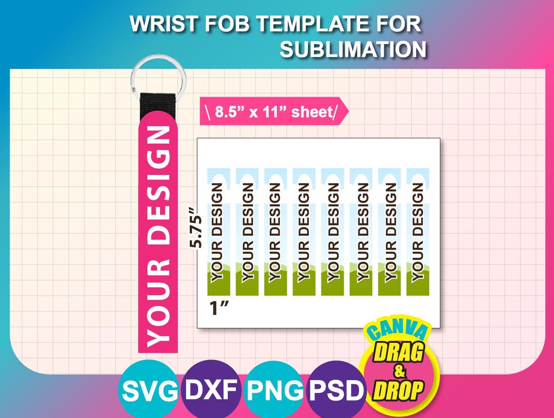 Wrist Fob Template, Wristlet Template, Sublimation Template, Neoprene ...