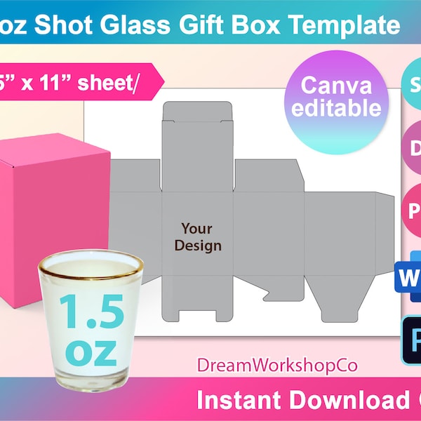 Single Shot Glass Box Template - Etsy