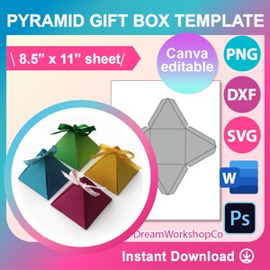 Pyramid Gift Box Template Wedding Favor Box Template Candy - Etsy