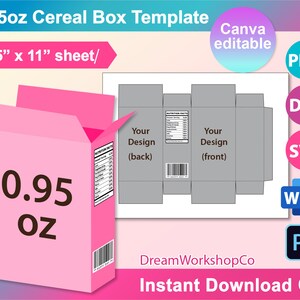 Cereal Box Template, Canva, SVG, PNG, PSD, Printable Packaging Design ...