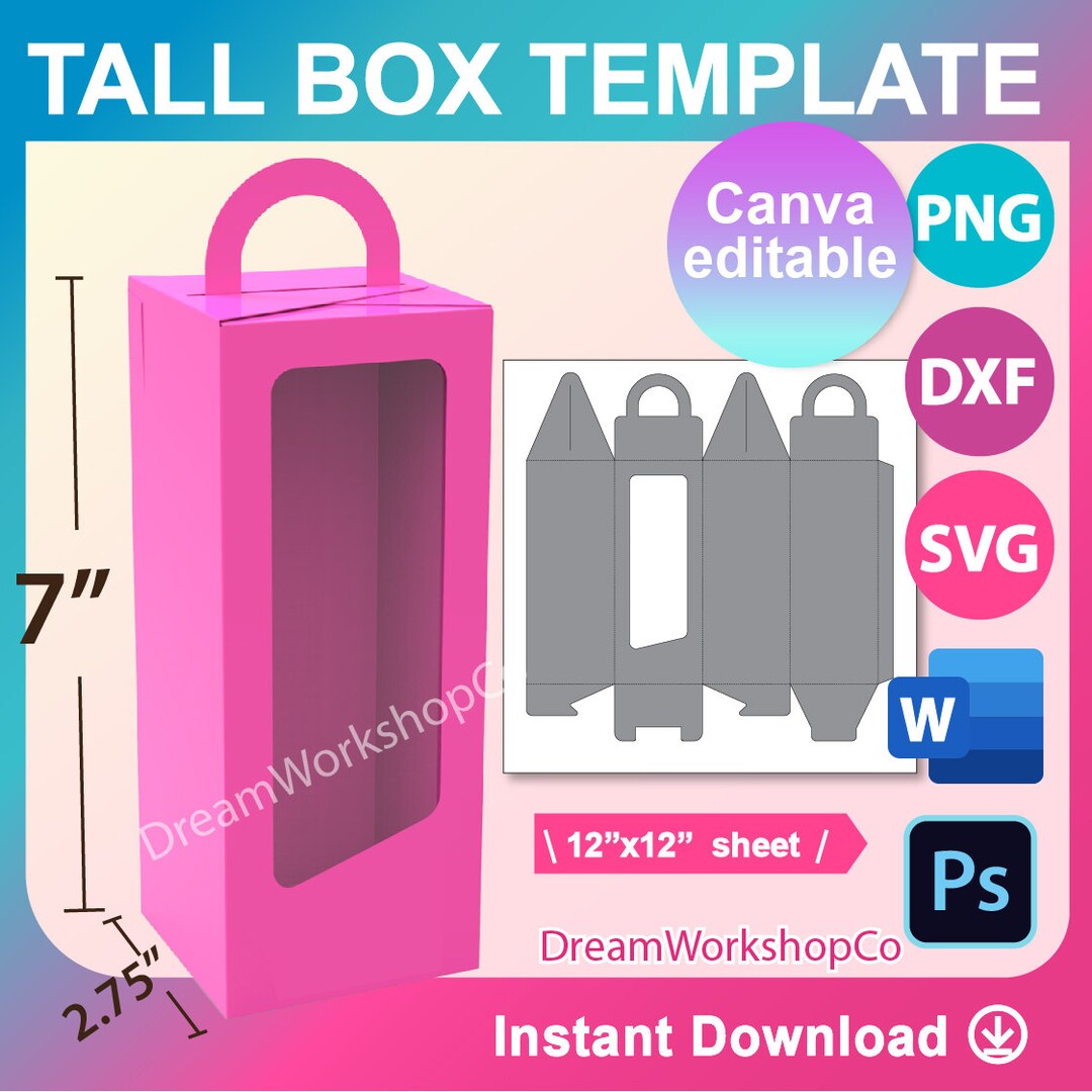 7 Tall Gable Box Template, Tall Gable Window Box, Box With Handle ...