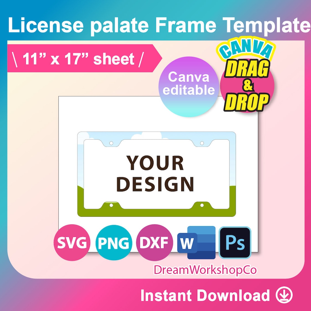 Car License Plate Frame Template, Sublimation, License Plate Template ...