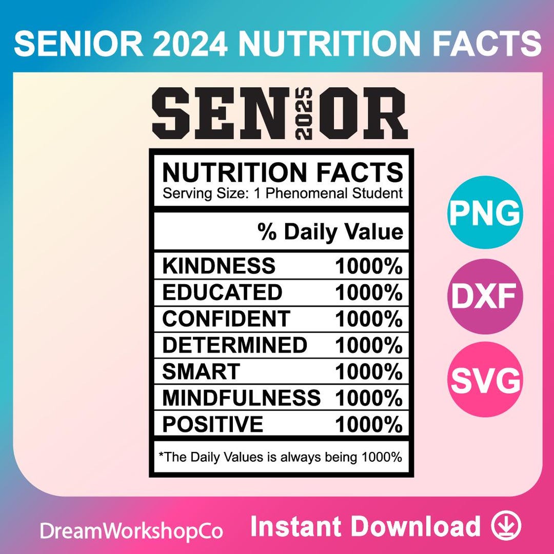 Senior 2025, Graduate Facts, Graduate Nutrition Facts, Nutrition Facts ...