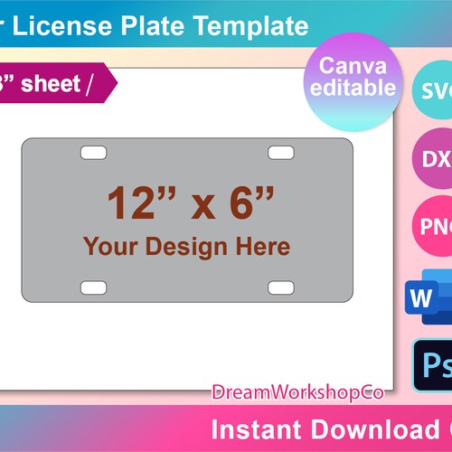 Car License Plate Sublimation Template Canva SVG DXF Ms - Etsy