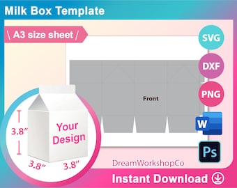Bundle Milk Box Template SVG DXF Canva Ms Word Docx Png - Etsy