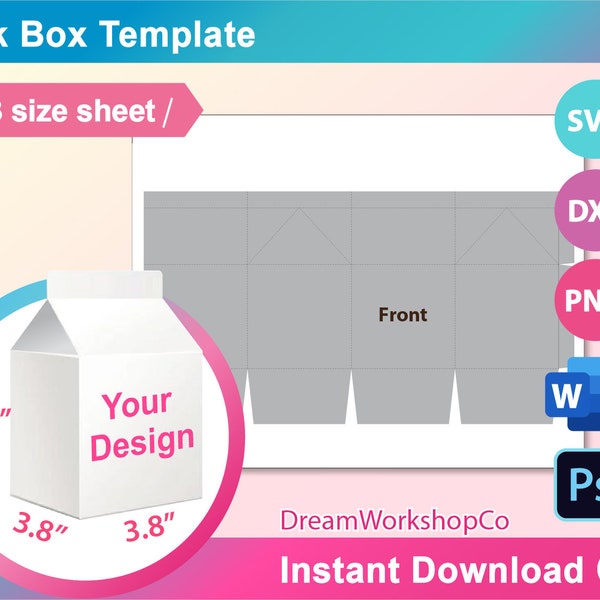 Milk Box Template Svg - Etsy