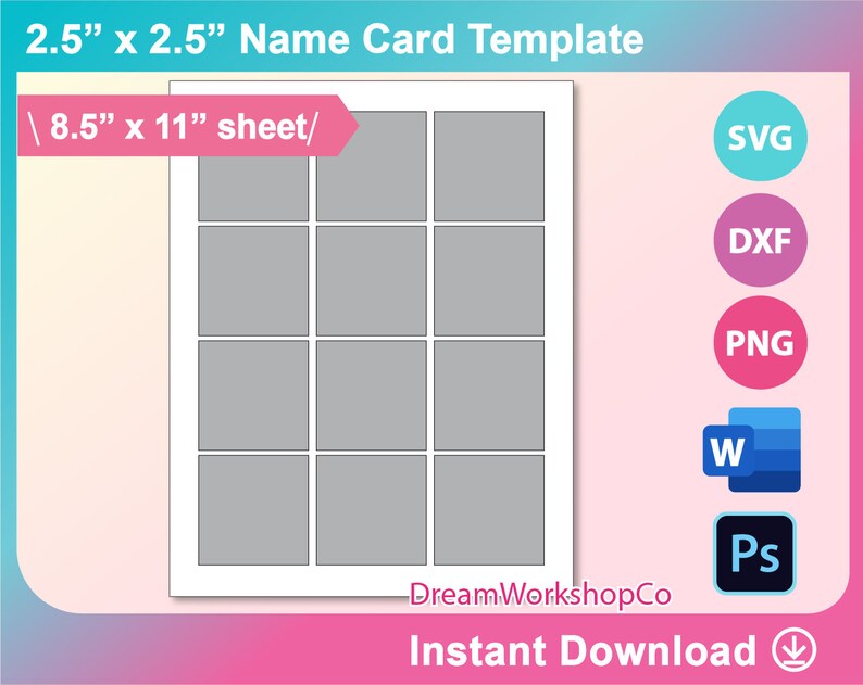 2.5x2.5 Business Card Template SVG DXF Ms Word - Etsy