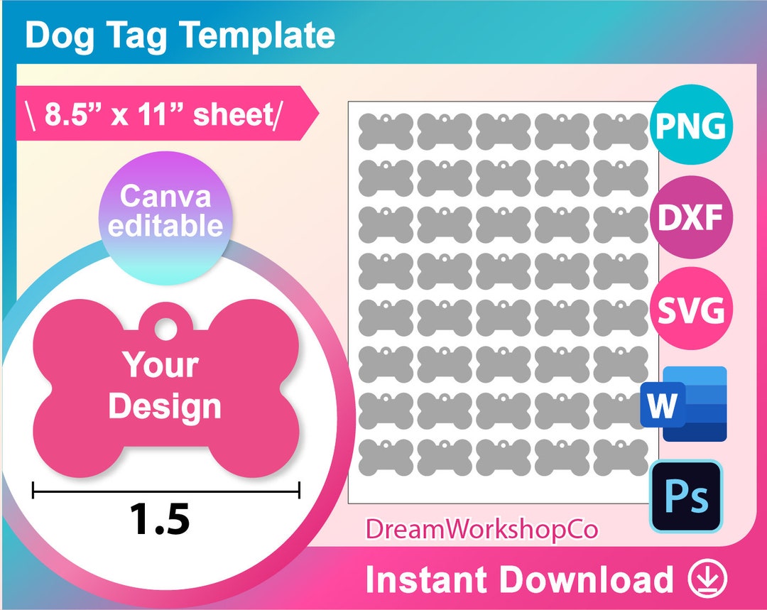 Dog Tag Template Bone Tag Template Bone Tag SVG - Etsy