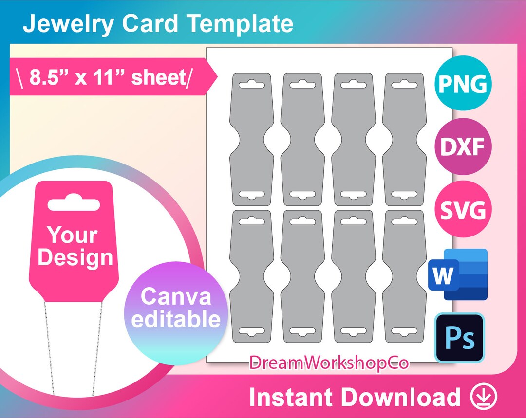 Bracelet Card Display Template, Necklace Display Template, Fold Over ...