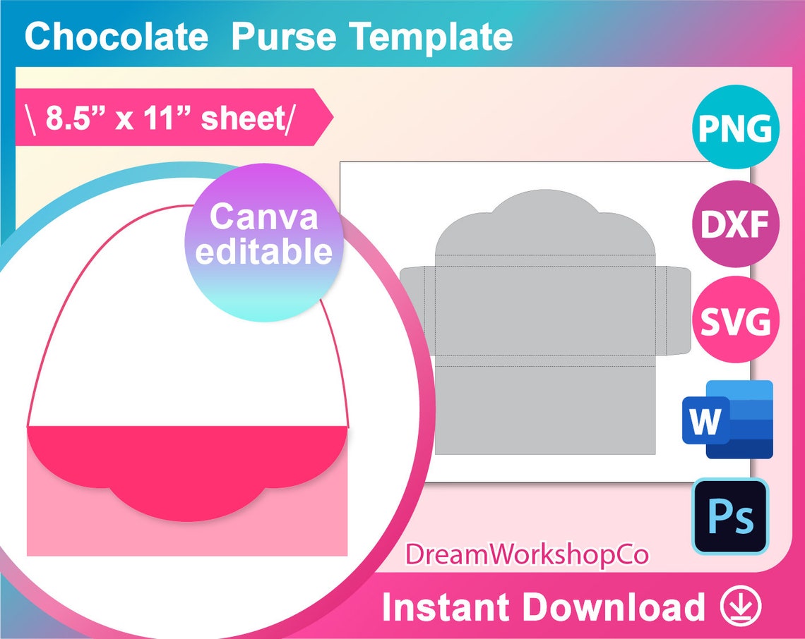Chocolate Bar Purse Template 1.55oz Chocolate Bar Scalloped - Etsy