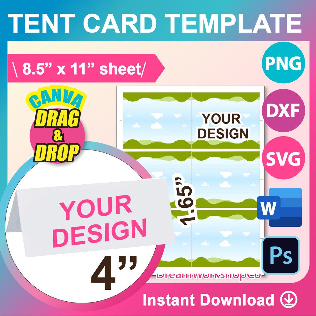 Tent Card Template, Buffet Card Template, Place Card Template, SVG, DXF ...
