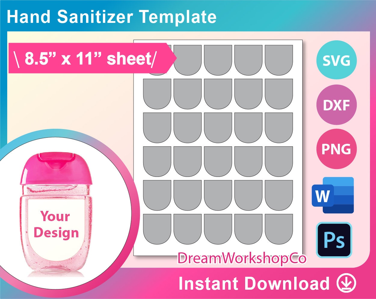 Mini Hand Sanitizer Label Template SVG DXF Ms Word DOCX | Etsy