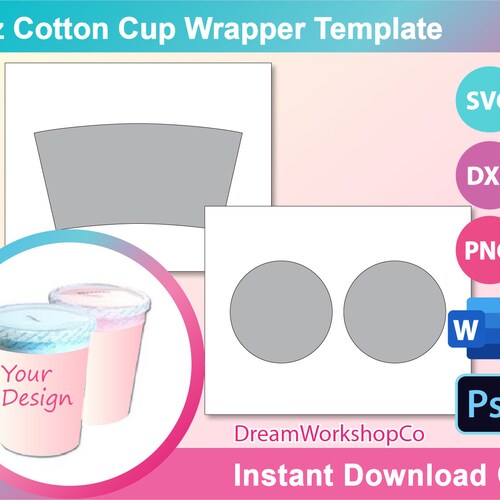 Bundle Cup Wrapper Template 5 Sizes SVG DXF Canva Ms Word - Etsy