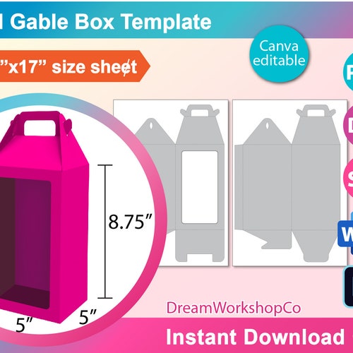 Tall Gable Box Template Tall Gable Window Box Box With - Etsy